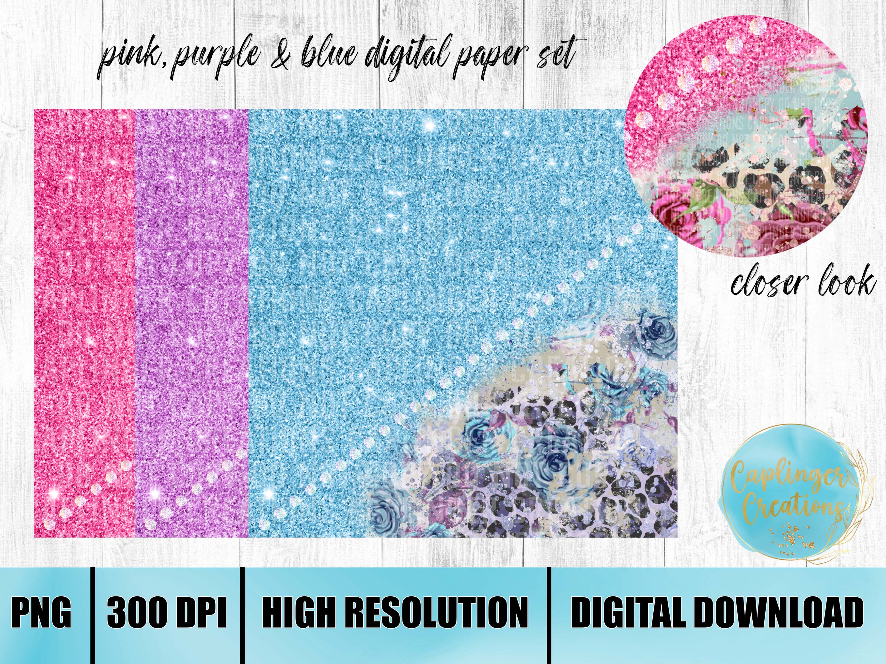 Set of 3 digital papers Faux Glitter- Digital download 300DPI PNG FILE ...