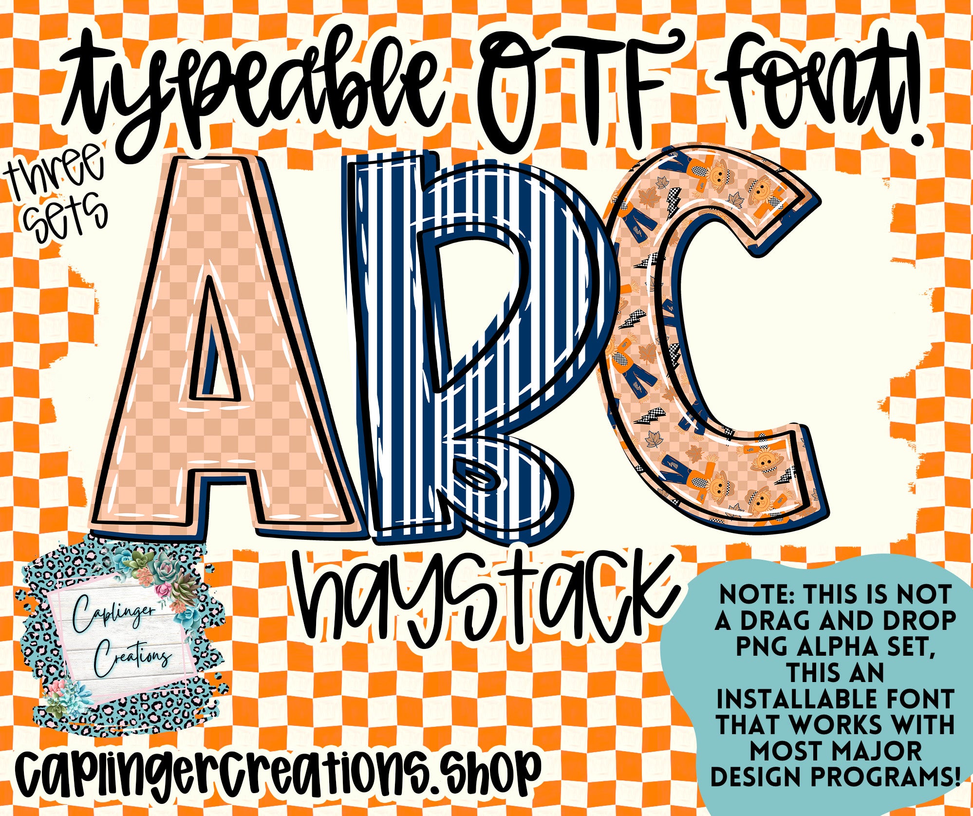 Haystack- TYPEABLE OTF FONT + PNGS - Digital download – Caplinger Creations
