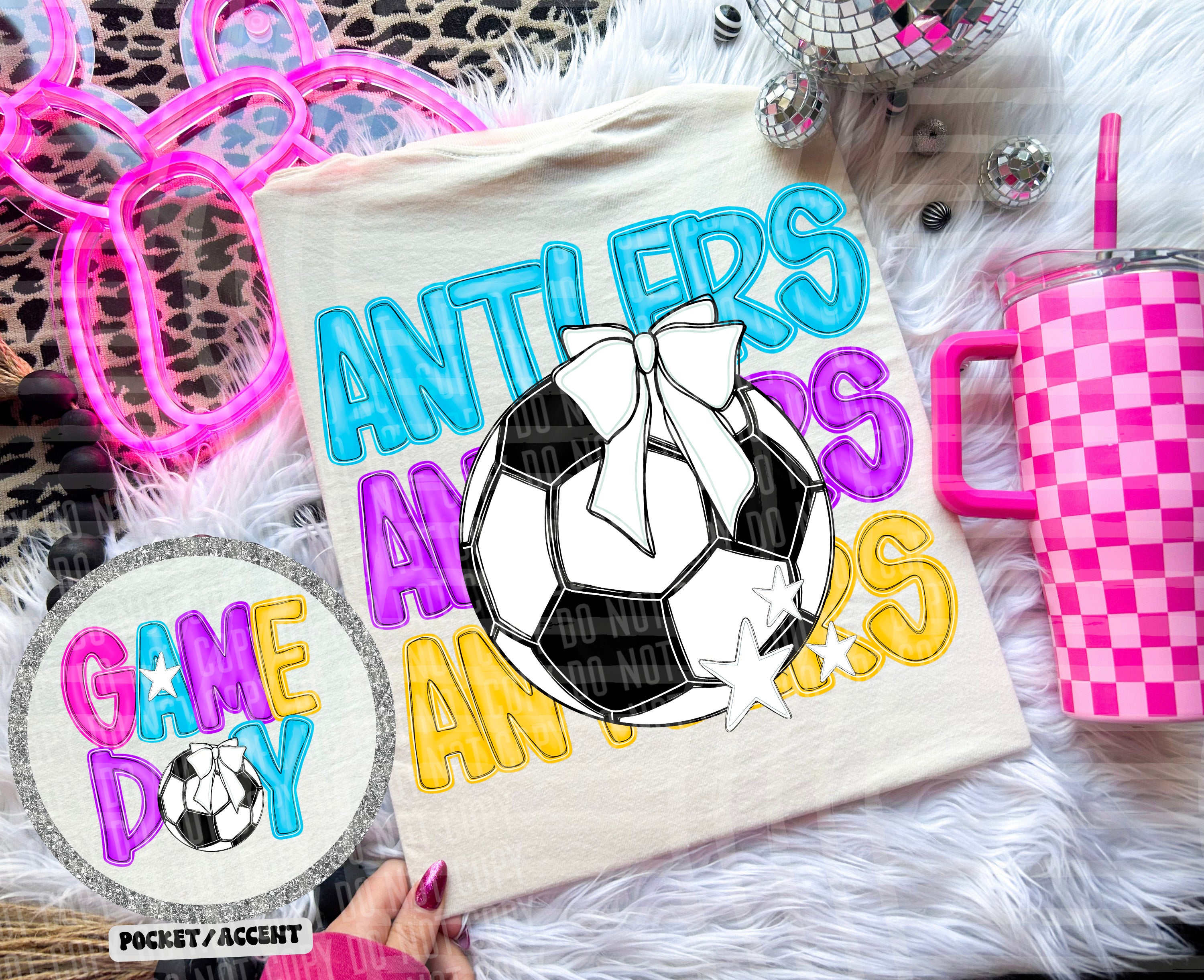 Bright Preppy Stacked Soccer Dropdown Digital Download 300DPI PNG FILE ...
