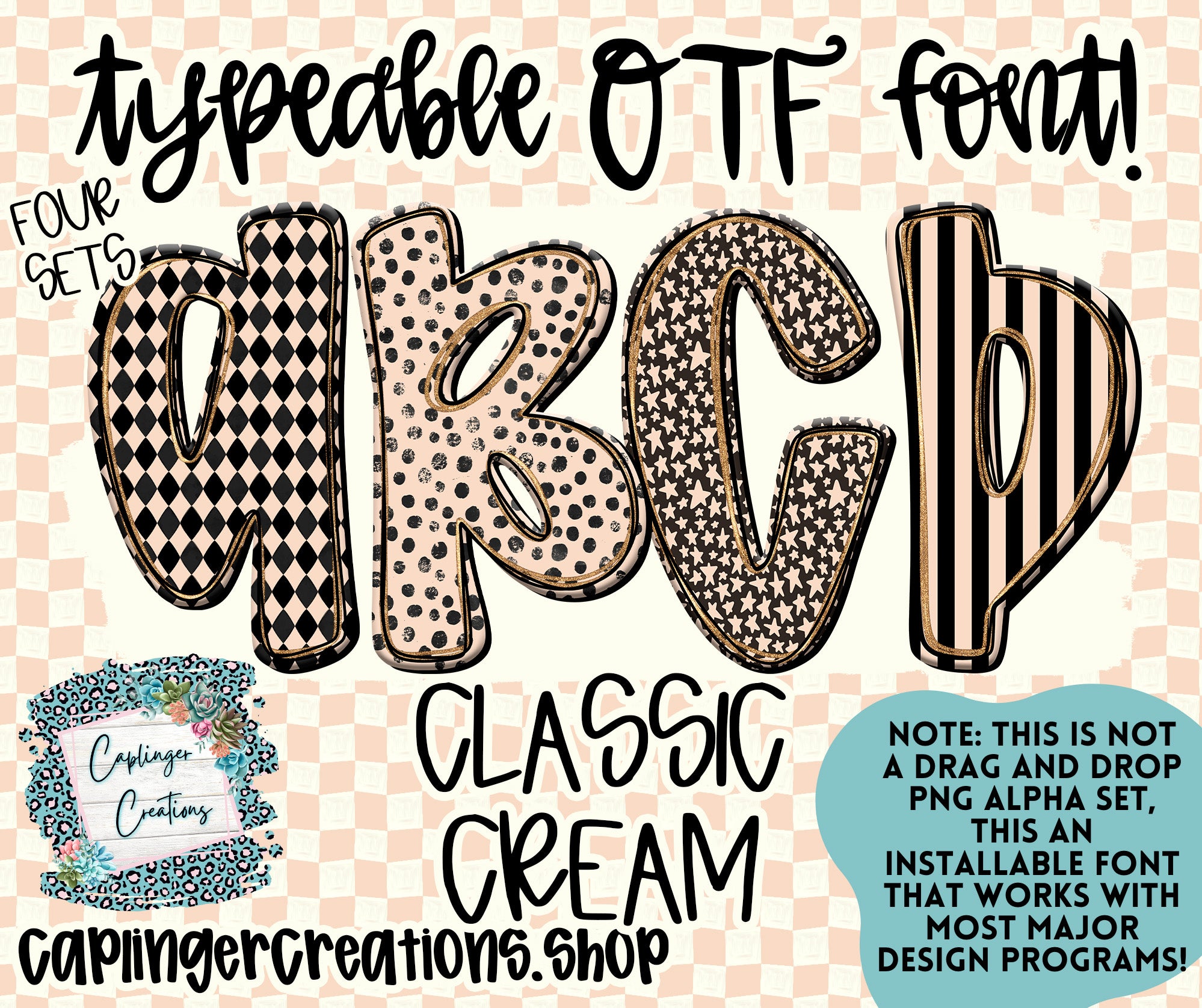 CLASSIC CREAM - TYPEABLE OTF FONT + PNGS - Digital download – Caplinger ...