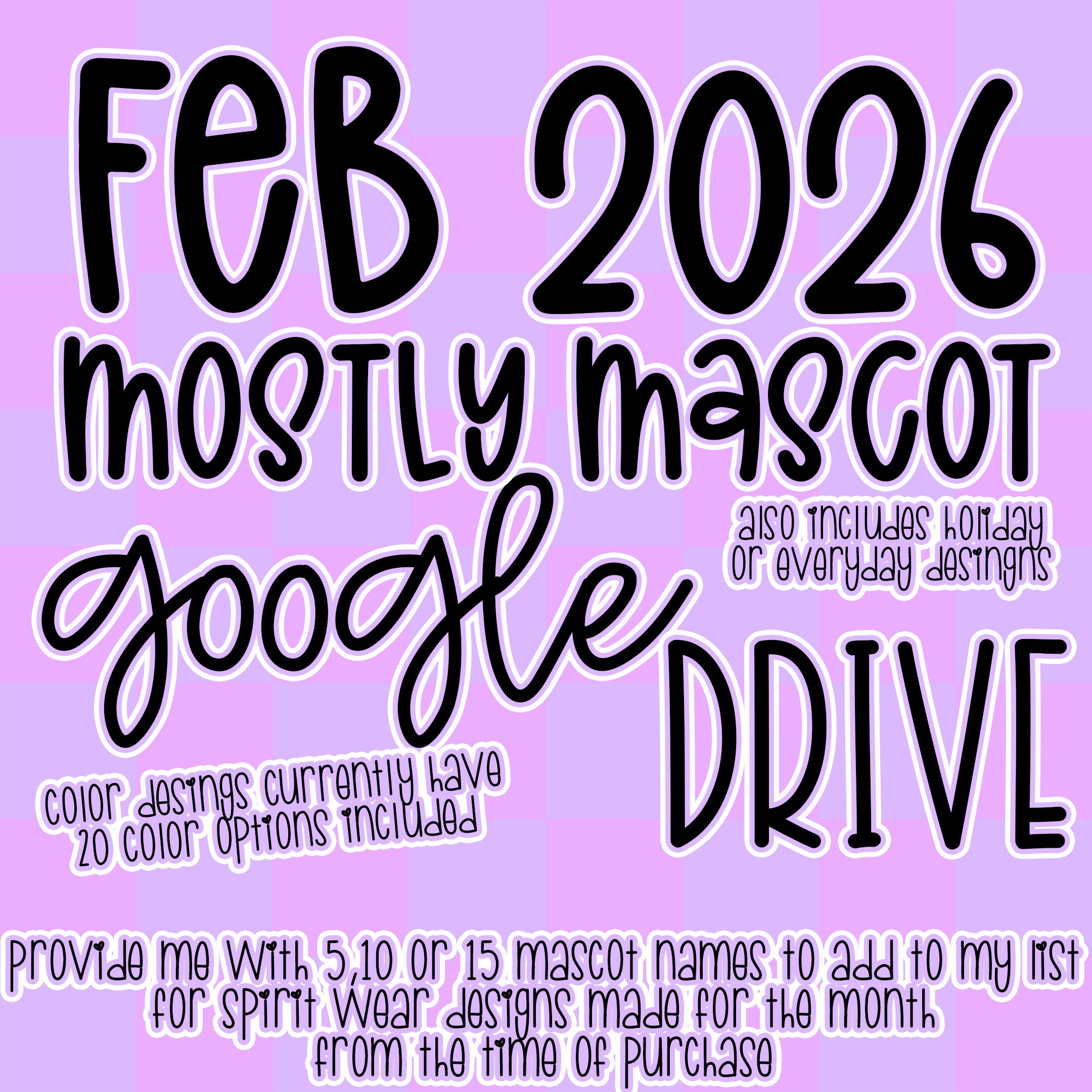 February 2026 **MOSTLY MASCOT & SPIRIT WEAR** '2026 GOOGLE DRIVE ...