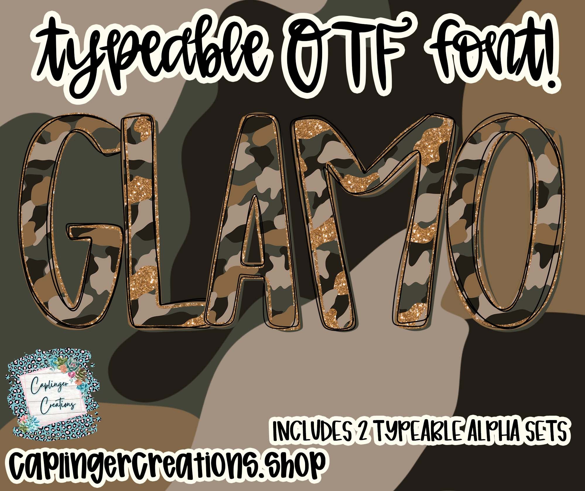 GLAMO - TYPEABLE OTF FONT + PNGS - Digital download – Caplinger Creations