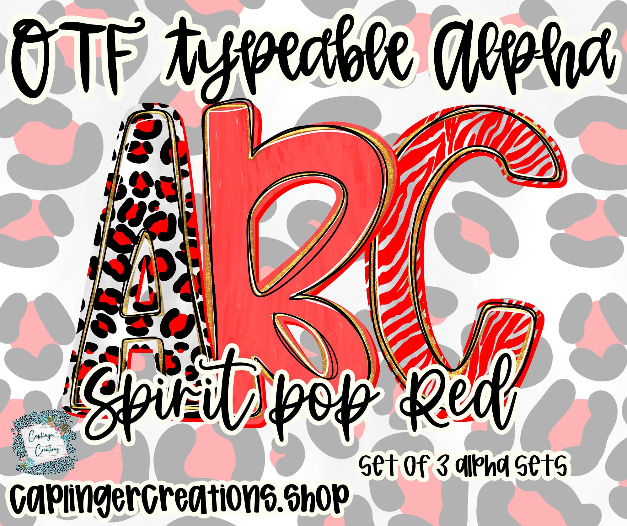 Spirit Pop Red - Set of 3 Alphas- TYPEABLE OTF FONT + PNGS- commercial ...