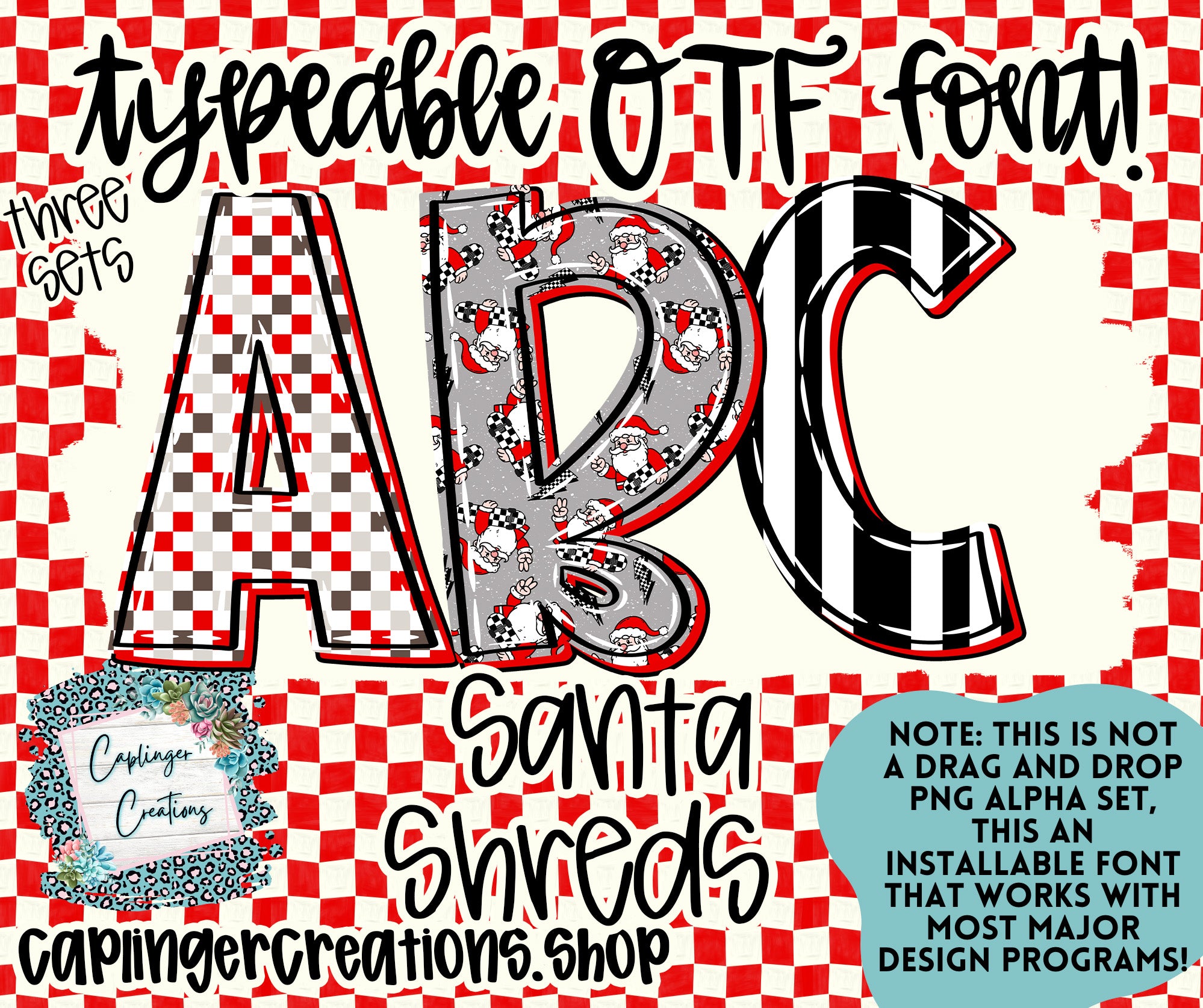 Santa Shreds - TYPEABLE OTF FONT + PNGS - Digital download – Caplinger ...