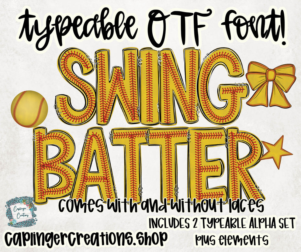 Swing Batter Softball - Set of 2 OTF typeable Alphas- commercial use i ...